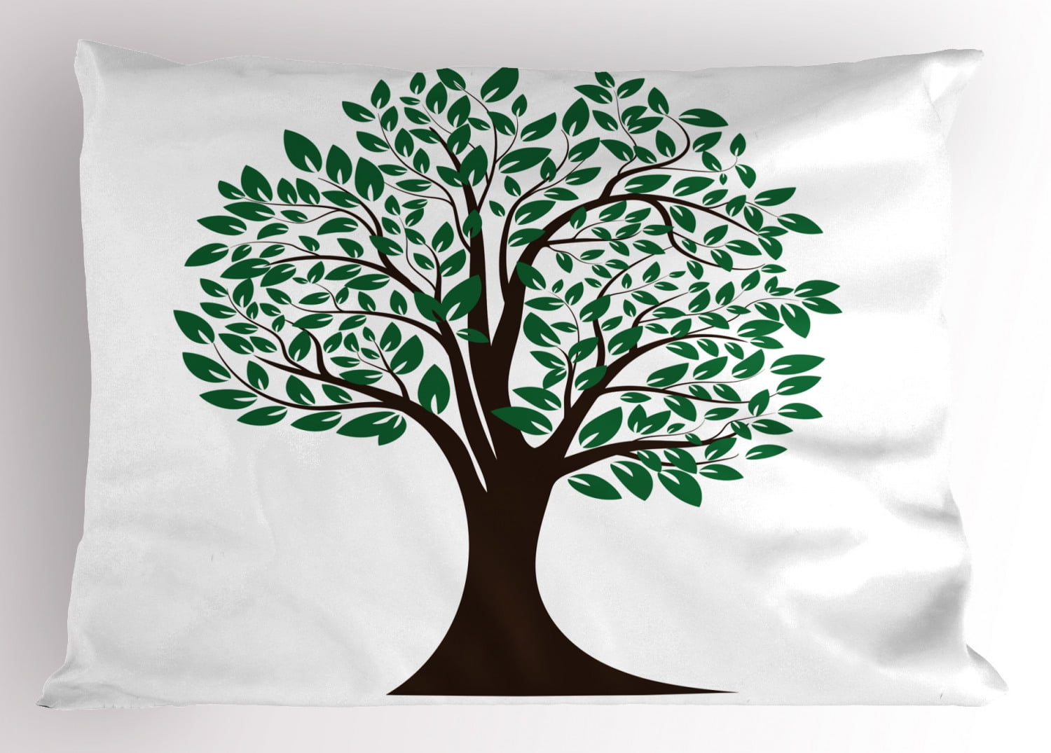 Nature Pillow Sham, Simplistic Spring Leaves on Tree Forest ...