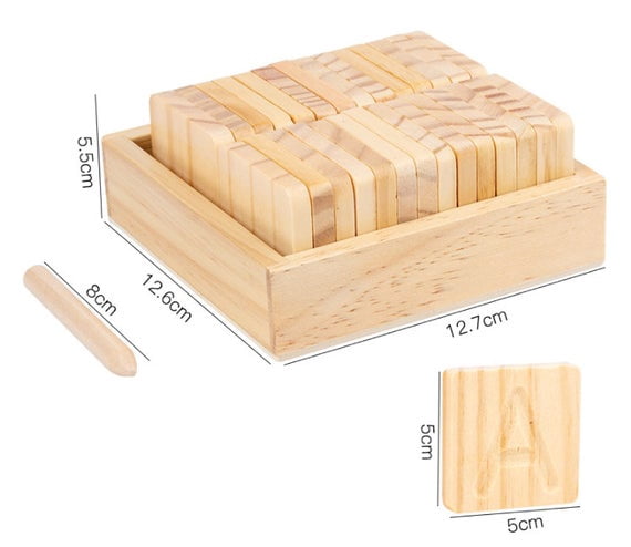 Wooden Movable Alphabet Tracing Board Stylus & Storage Box - Preschool ...