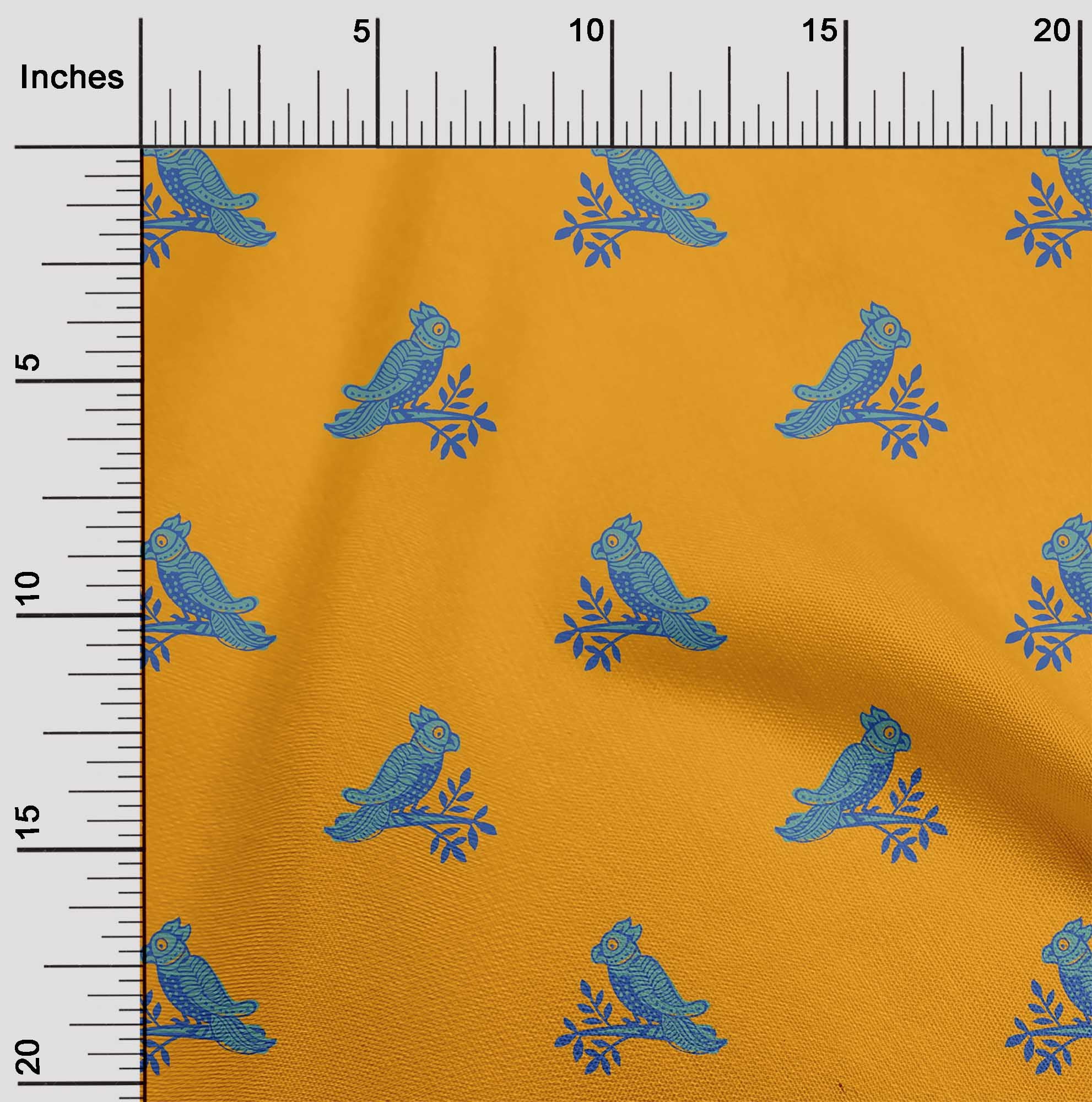 oneOone Cotton Silk Fabric Bird Block Print Fabric By The Yard 42 Inch ...