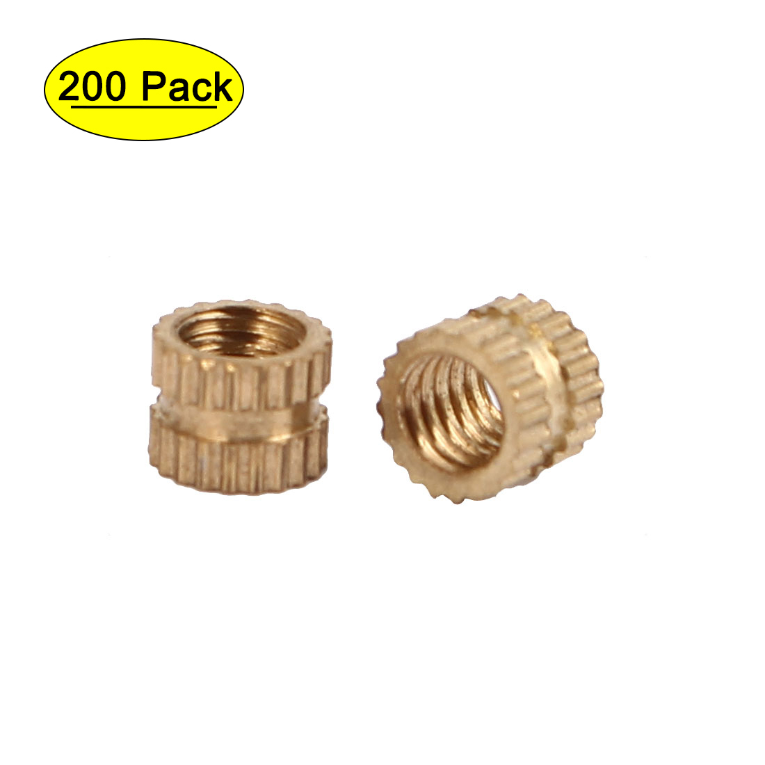 Unique Bargains M4 x 4mm Female Thread Brass Knurled Threaded Insert ...