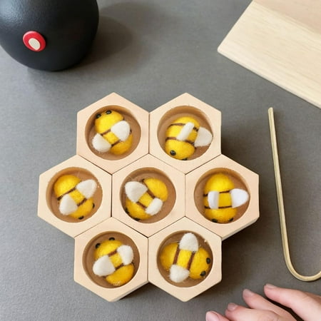 Wooden Fine Motor Skill Toy Clamp Bee to Beehive Matching Game for Kids ...