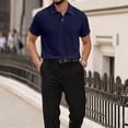 Bbyeadc Mens Polo Shirt Button Down Collar Shirt Solid Color Short ...