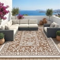 Brown And White Modern Floral Outdoor Area Rug For Patio Deck Balcony ...