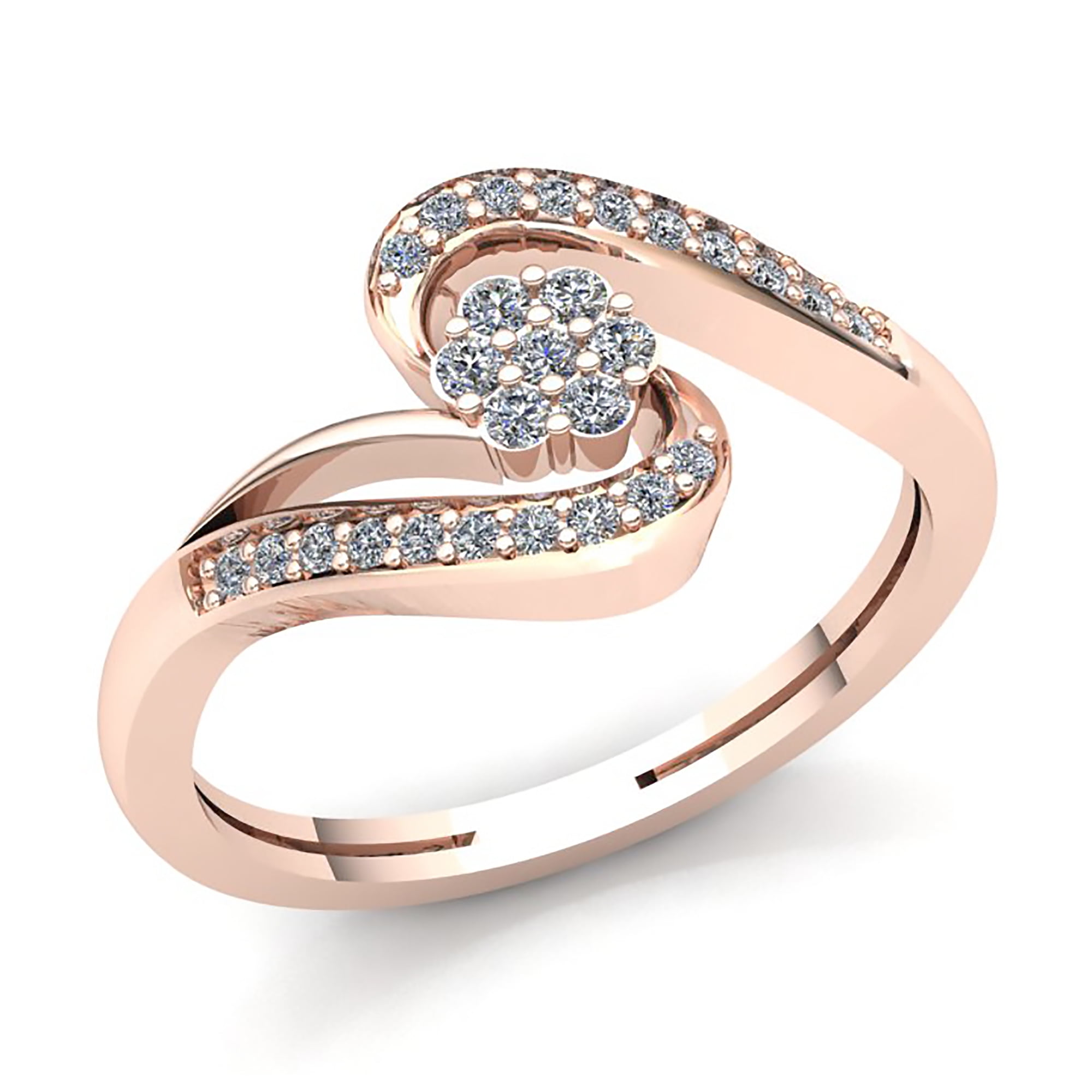 JewelWeSell - 0.5carat Round Cut Diamond Ladies Bridal Flower ...