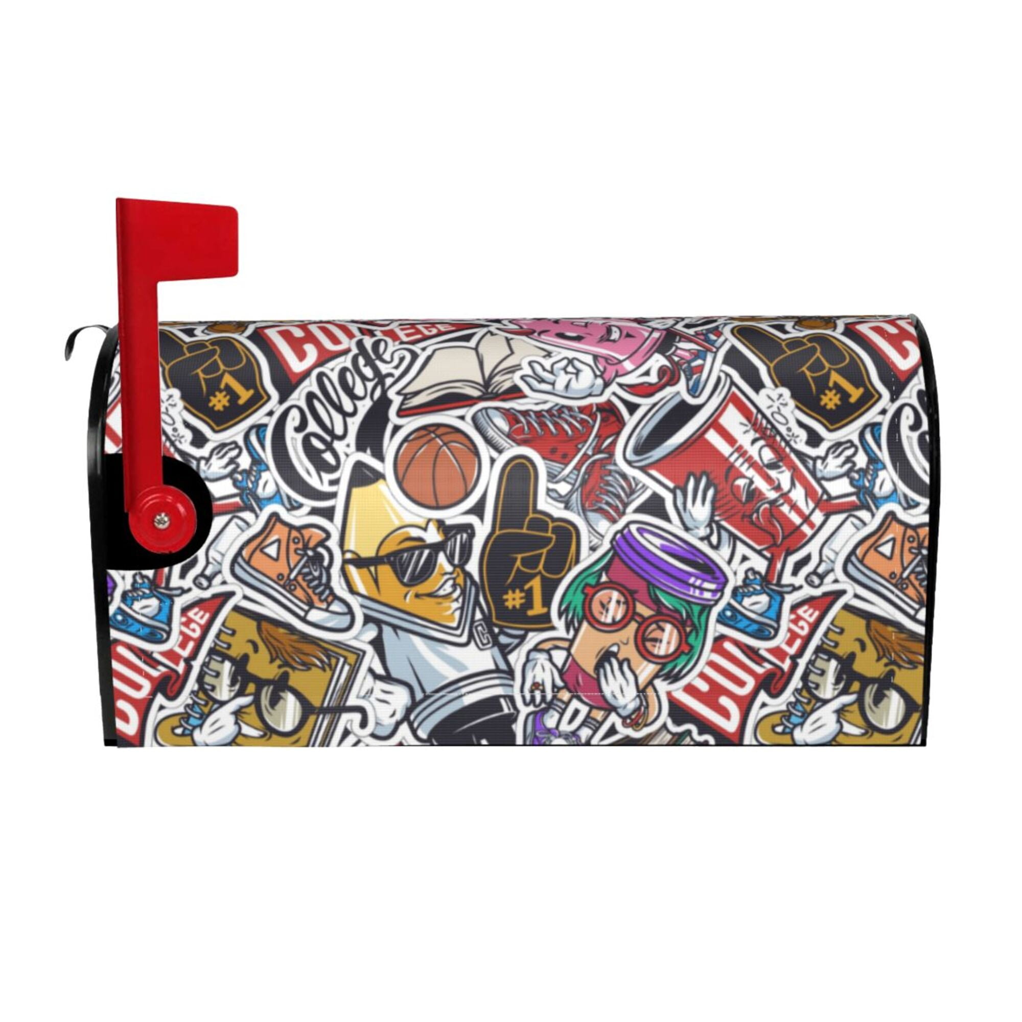 TEQUAN Vintage College Colorful Graffiti Magnetic Mailbox Cover ...
