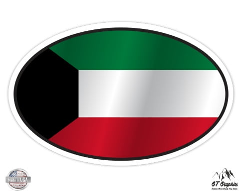 Kuwait Flag Oval - 12" Vinyl Sticker Waterproof Decal - Walmart.com