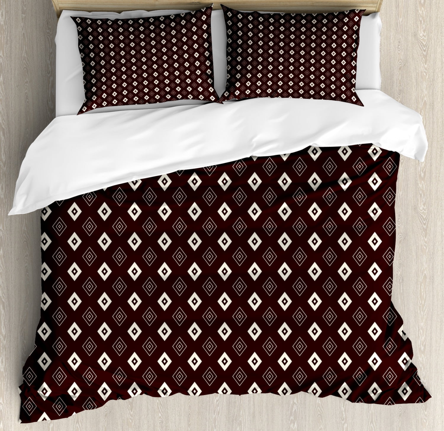 Geometric King Size Duvet Cover Set, Pattern of Rhombuses Ethnic ...