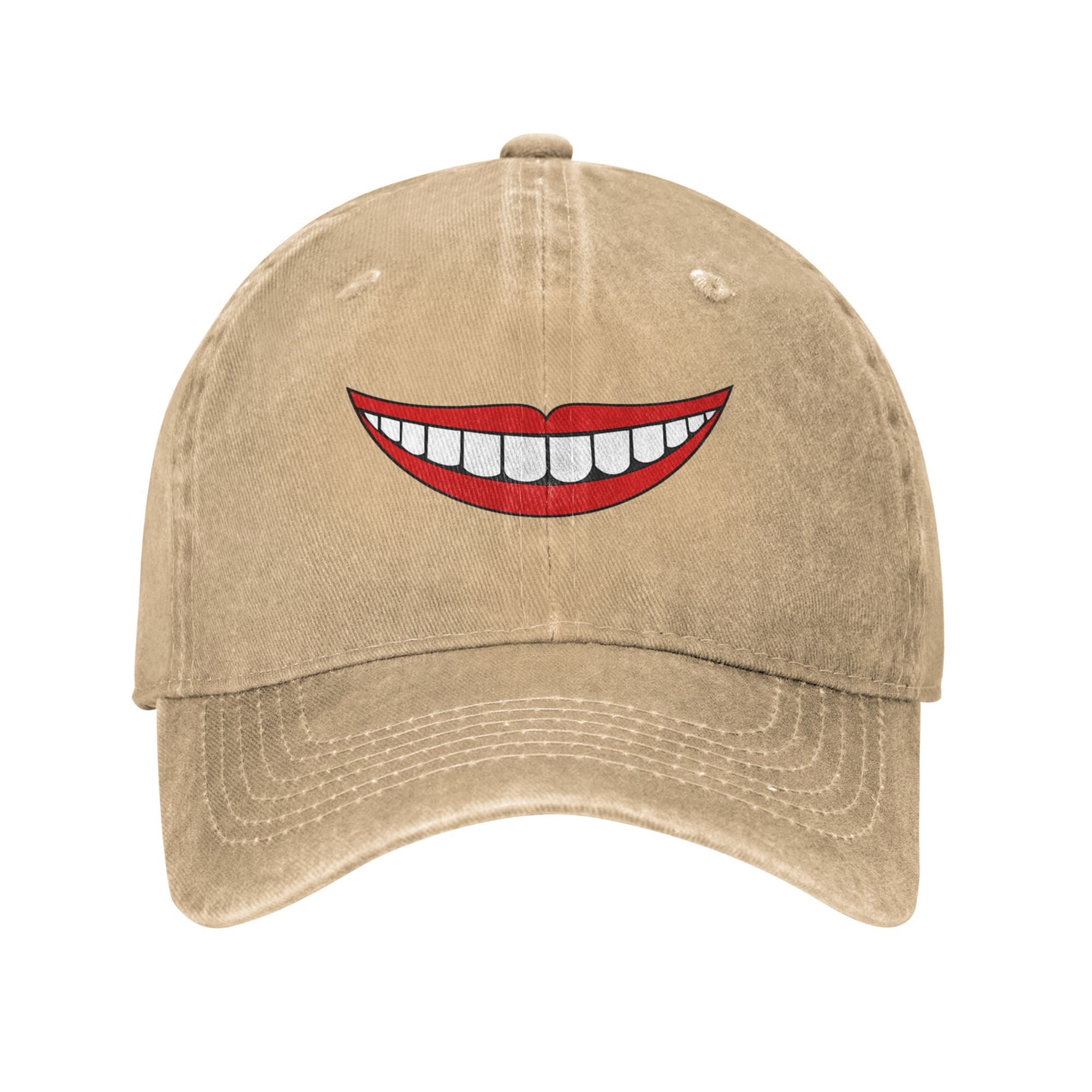 DouZhe Adjustable Washed Cotton Baseball Cap - Smile Lips Prints ...