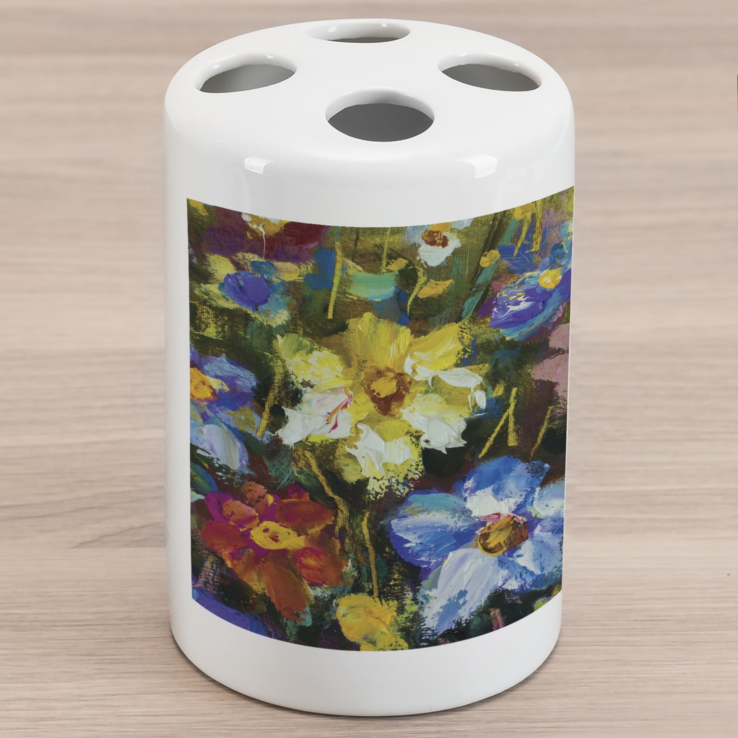 Impressionist Ceramic Toothbrush Holder, Spring Themed Close up Oil ...