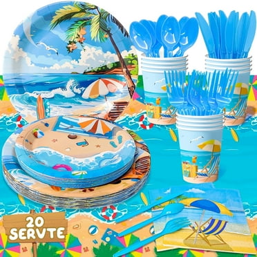 Walmart 144pcs Beach Theme Party Supplies, Paper Plate, Napkin, Cup ...