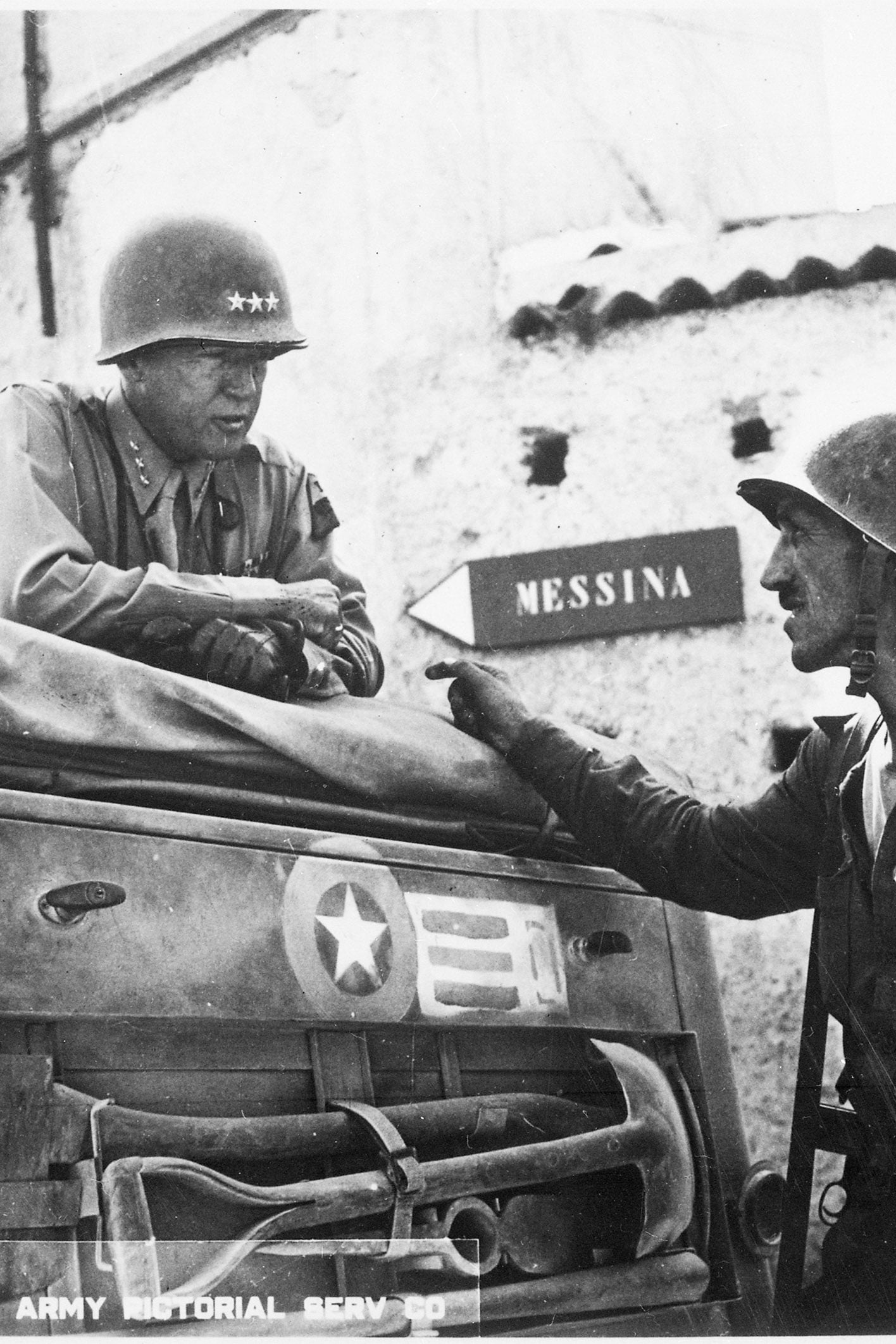 24x36 gallery poster, General George S Patton, Seventh Army, near Brolo ...