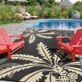 Black/Brown Palm Leaf Outdoor Area Rug For Pool Deck Patio Waterproof ...