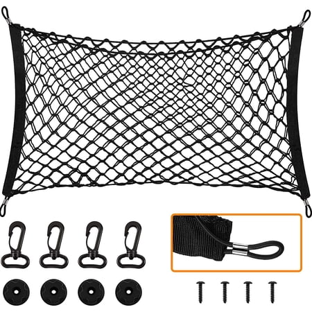 Car Rear Cargo Net Stretchable with Hooks Car Elastic Netting Carrier ...