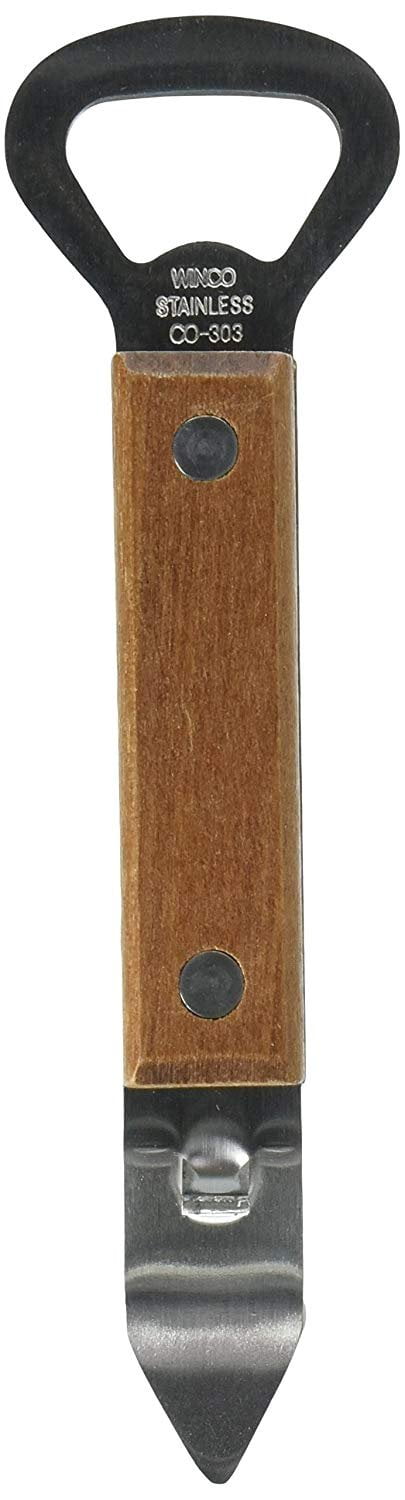 Winco Can Tapper Bottle Opener Stainless Steel with Brown Wooden Handle ...