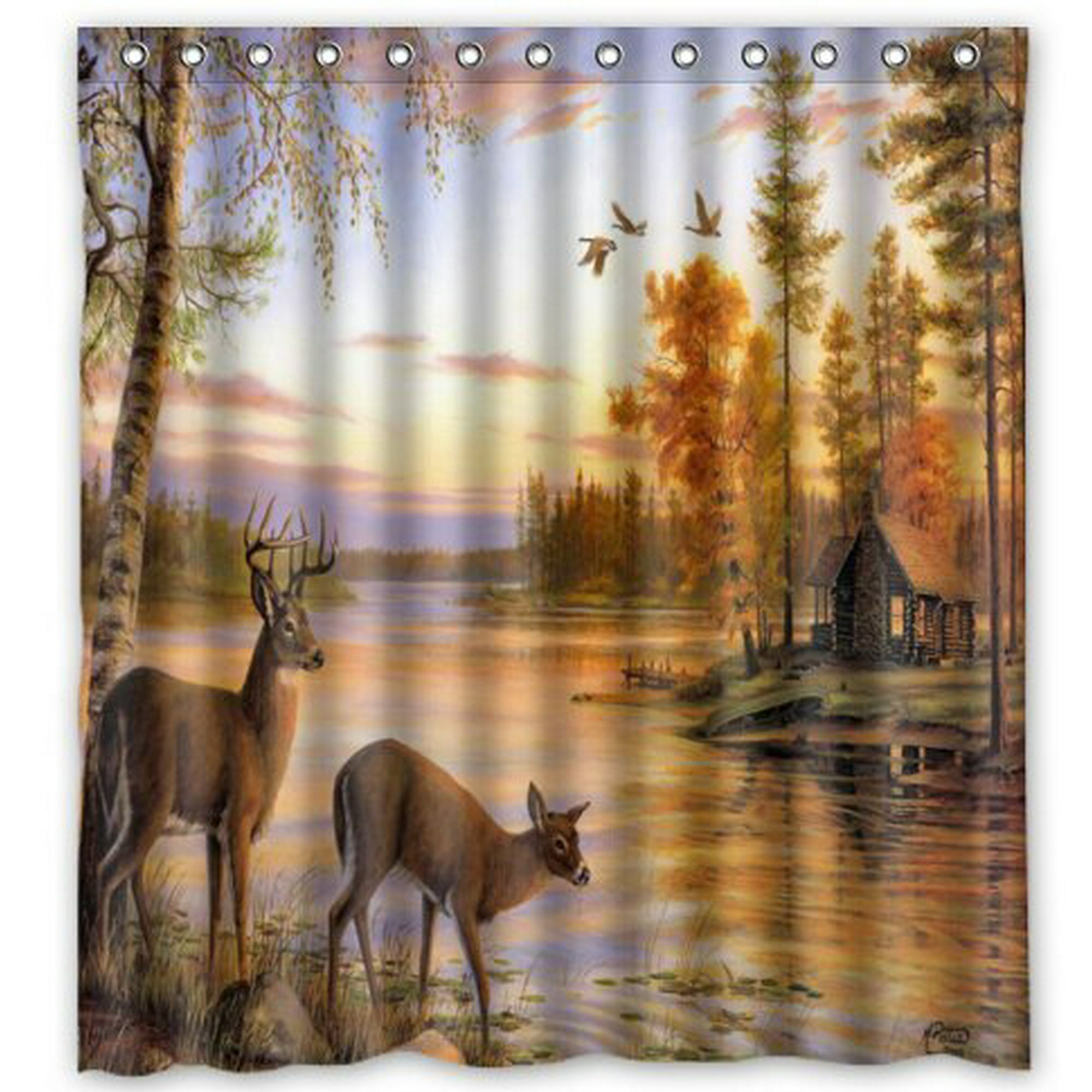 Click here for Xddja Deer Shower Curtain Waterproof Polyester Fab... prices