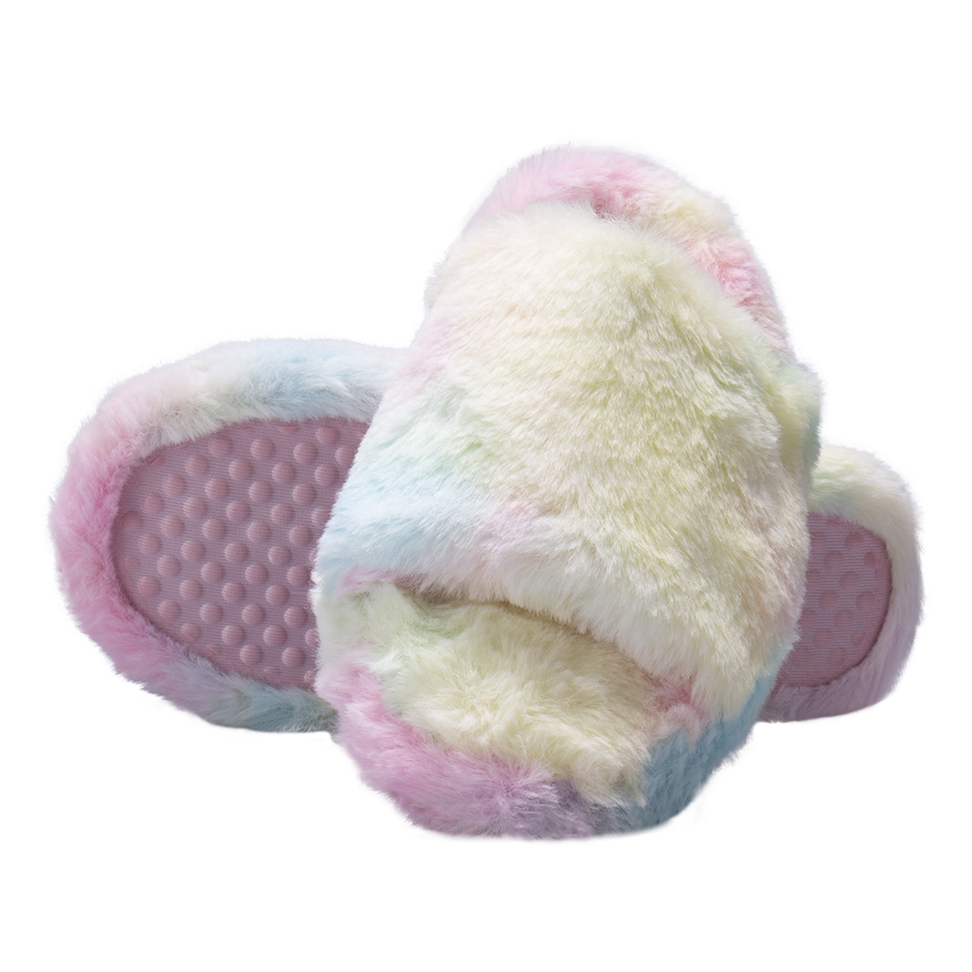 Jessica Simpson Girls Plush Fluffy Slip On House Slippers with Memory ...