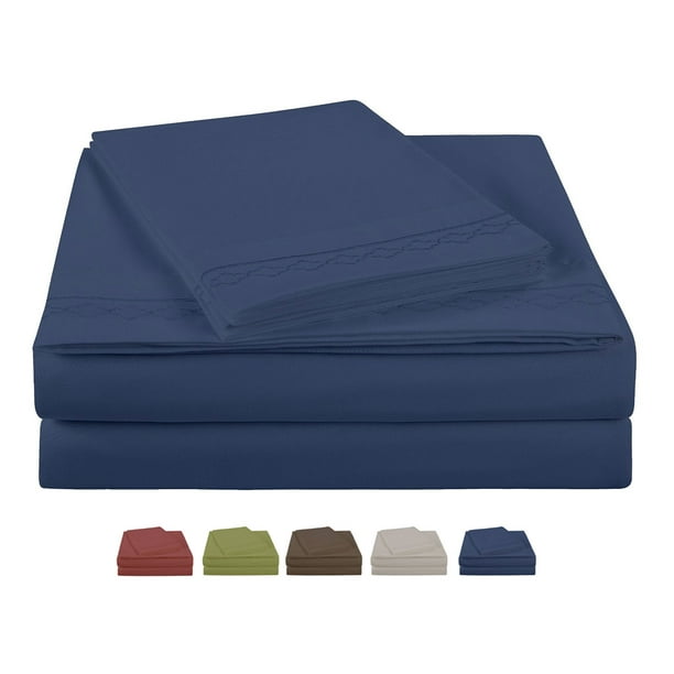 NC Home Fashions Geometric Trim Embroidered microfiber sheet set, ultra ...