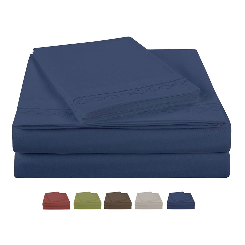 NC Home Fashions Geometric Trim Embroidered microfiber sheet set, ultra ...