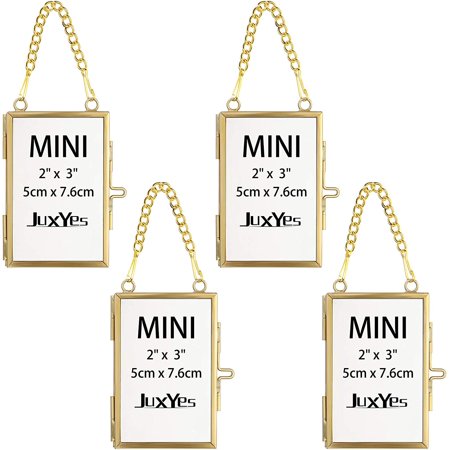 Diayung Set of 4 Golden Glass Mini Hanging Picture Frame Ornaments, DIY ...