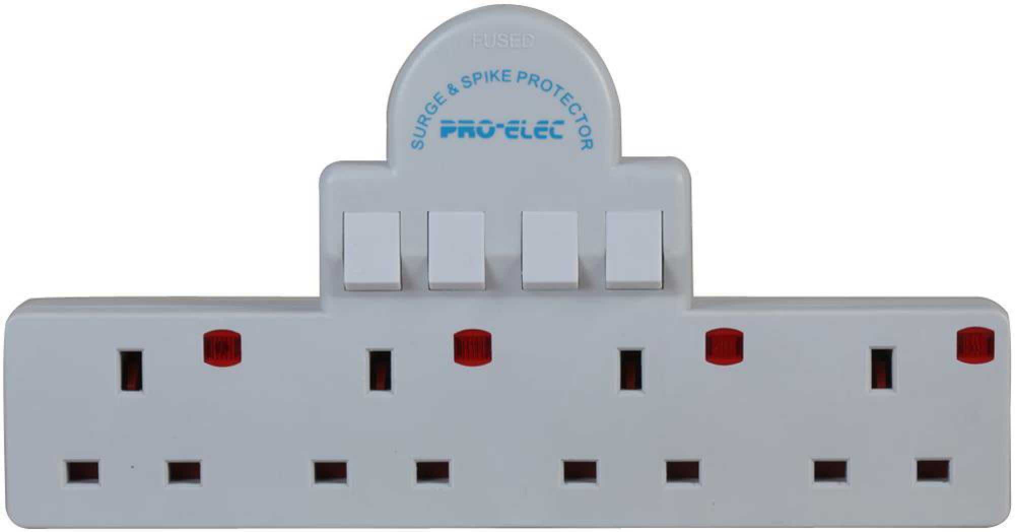 PRO ELEC - 4-Gang Switched Mains Plug Adaptor - Walmart.com