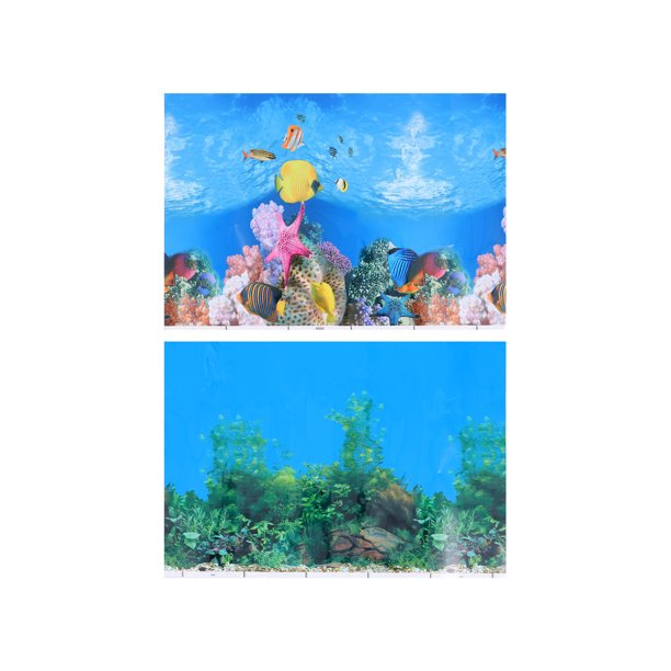 2 pcs Fish Tank Autocollant Double Face 3D Décoratif Fish Tank Stickers ...