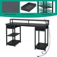 Zimtown Computer Desk With 2 Power Outlets&usb, Adjustable Lighted