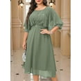 Mint Green Plus Size Elegant Party Rhinestone-Embellished Dress With ...