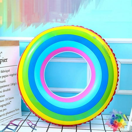 Swimming Ring Floats, Thicken Rainbow Inflatable Pool Float Ring, Pool ...