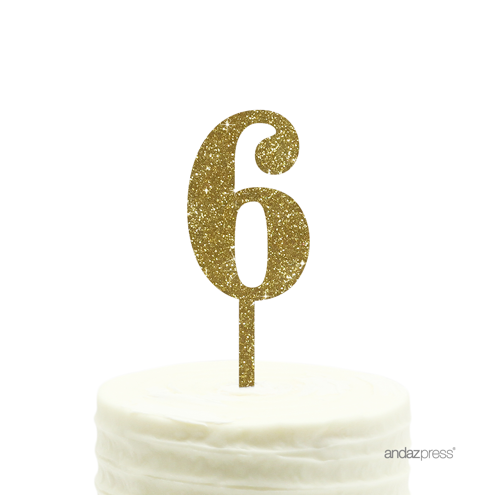 Gold Glitter Number 6 Acrylic Birthday Cake Topper - Walmart.com