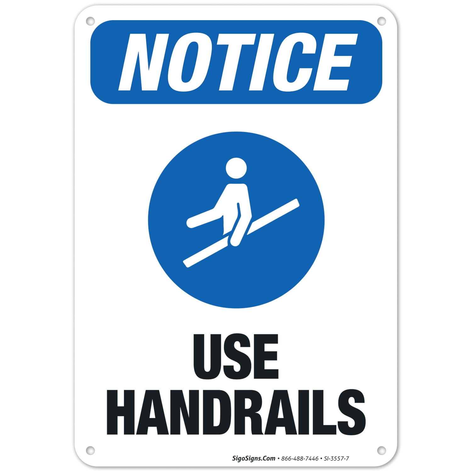 Use Handrails Sign, ANSI Notice Sign, - Walmart.com