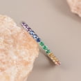929 Sterling Silver Rainbow Gemstones Half Eternity Ring Ombre Multi ...