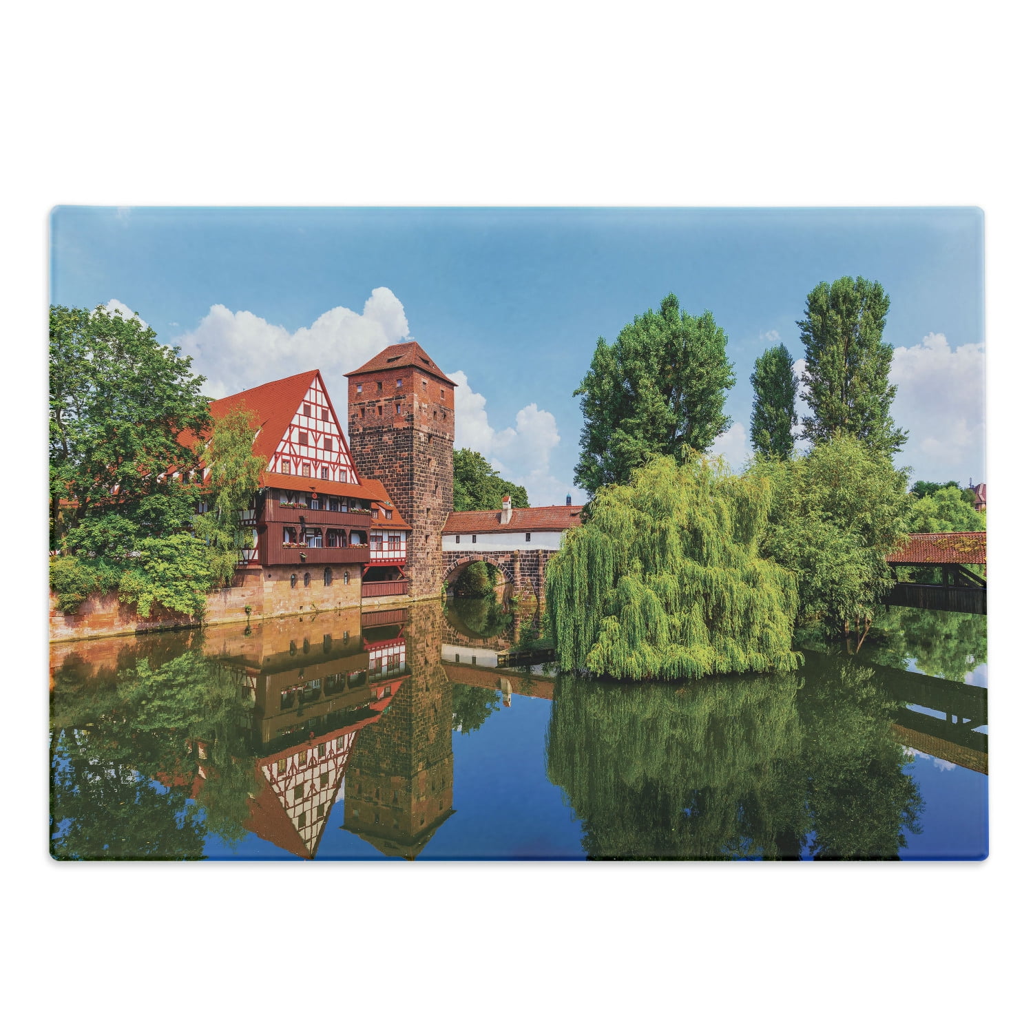 Landscape Cutting Board, Scenic Summer German Traditional Medieval Half ...