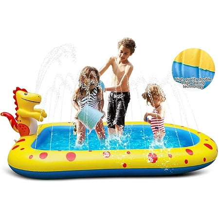 Sprinkler & Splash Play Mat, 3 in 1 Splash Pad Inflatable Sprinkler ...