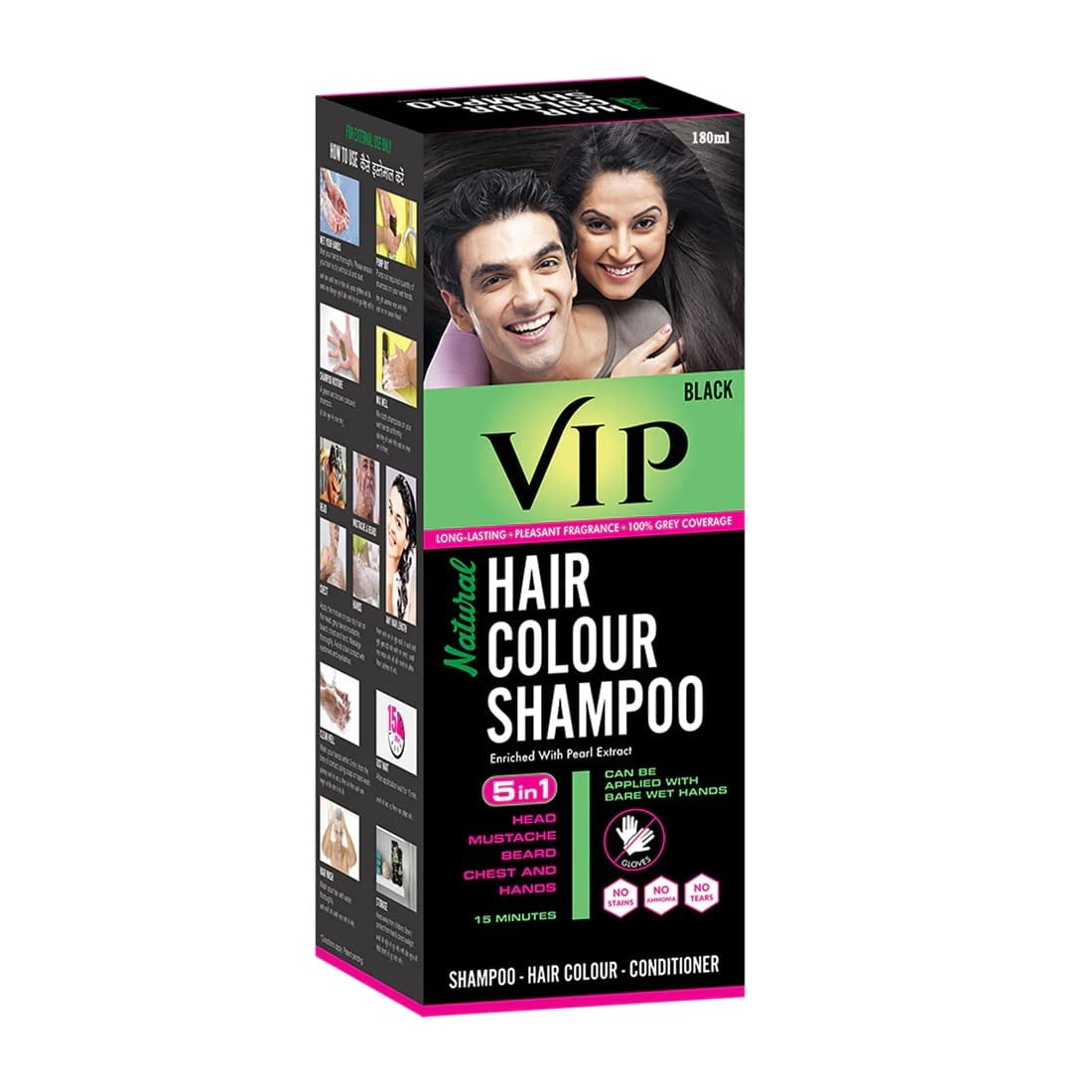 Click here for Vip Hair Color Shampoo 180ml Black For Men & Women... prices