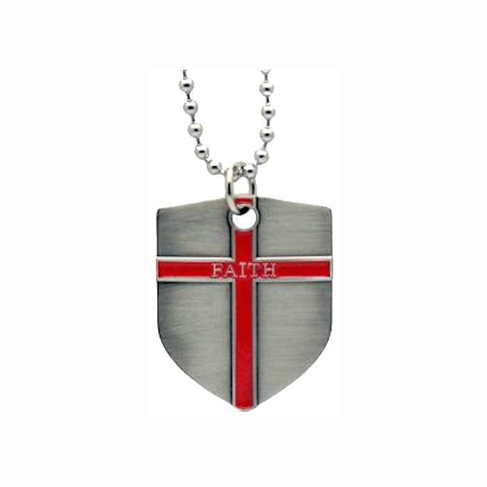 Faith Shield Cross Dog Tag Necklace w Bible Quote Christian Jewelry ...