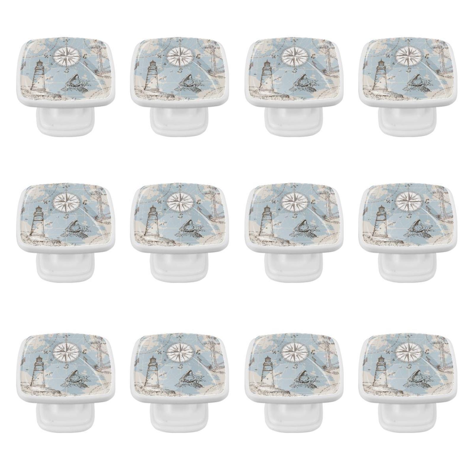 12 Pieces Drawer Pulls Handle Square Wardrobe Cabinet Anchor Knobs with ...