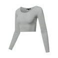 A2Y Women's Basic Solid Stretchable Scoop Neck Long Sleeve Crop Top Heather Grey L - Walmart.com