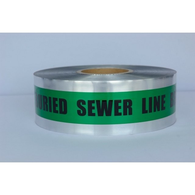Detectable Underground Tape - Caution Buried Sewer Line Below - 2" X 1000 Ft Roll (12 Roll/Case ...