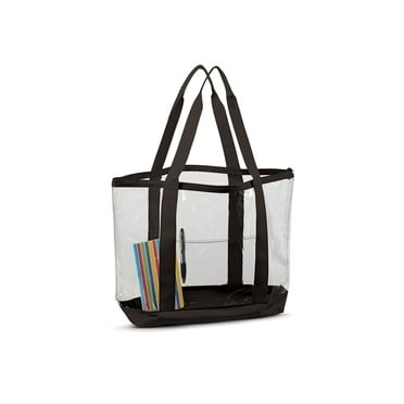 DALIX Clear Transparent Shopping Bag Security Work Tote (Zippered) in ...