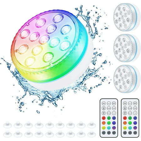 Pool Lights Submersible LED Lights 4 Pack Underwater Battery Operated ...