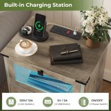 Nightstands with USB Ports & Power Outlets,Farmhouse Bedside Table with ...