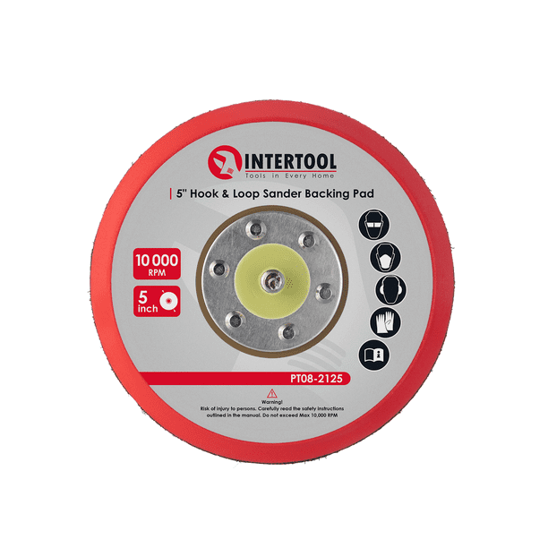 INTERTOOL Hook and Loop Disc Sander Backing Pad, 5-inch, 5/16” Arbor 24 ...