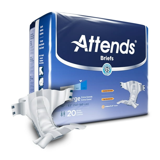 Attends Adult Incontinence Brief XL Heavy Absorbency Contoured, DDA40 ...