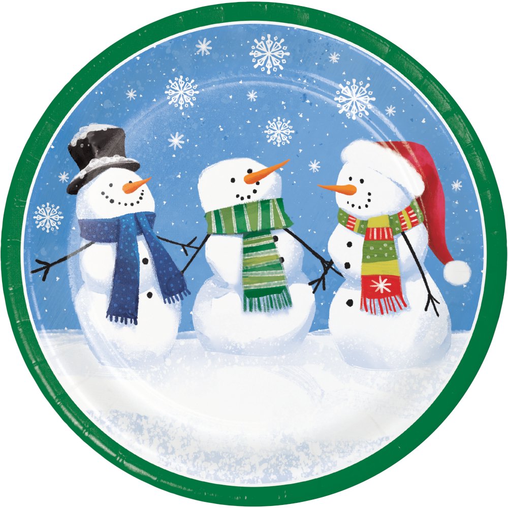 Smiling Snowman Paper 8 Ct 9" Dinner Lunch Plates - Walmart.com ...