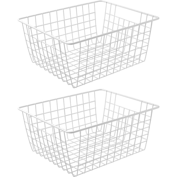 2 Pack Kitchen Wire Baskets Farmhouse Decor White Metal Food Storage ...