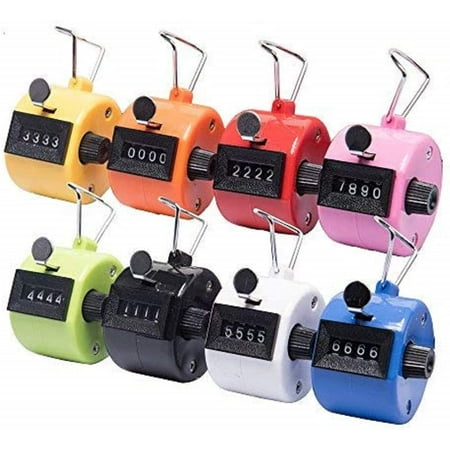 Pack of 8 Color Hand Tally Counter 4 Digit Mechanical Palm Click ...
