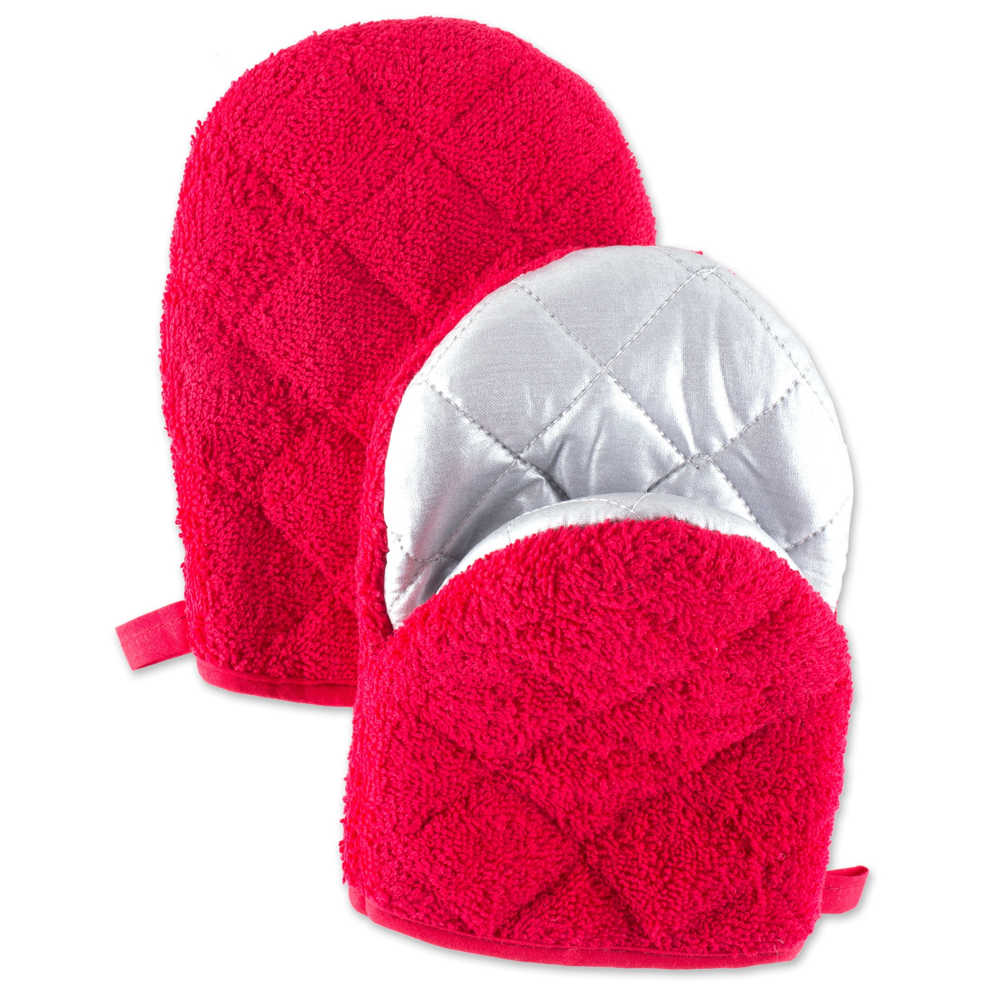 DII Red Short Oven Mitt (Set of 2), 7.5x5.5", 100% Cotton - Walmart.com