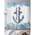 Coastal Anchor Sheer Curtains for Living Room Bedroom Blue Marine Coral ...