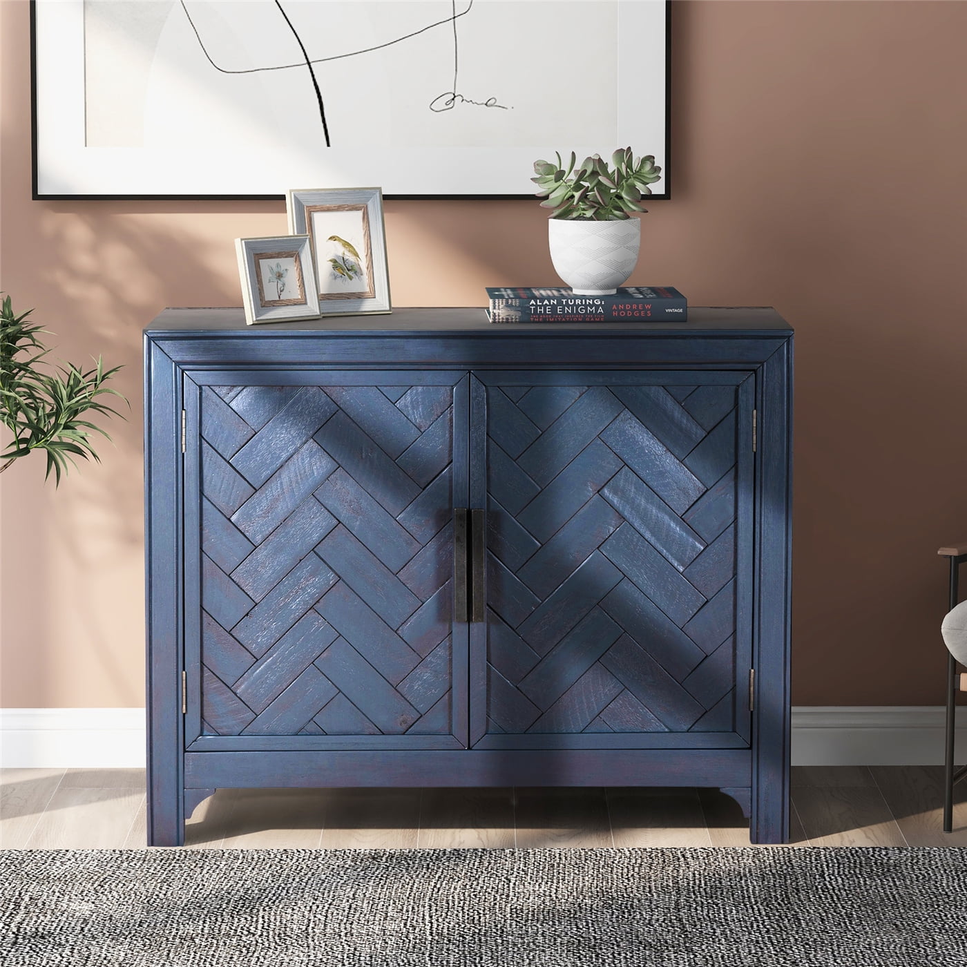 Storage Cabinet, Wooden Accent Console Table with Adjustable Shelves ...