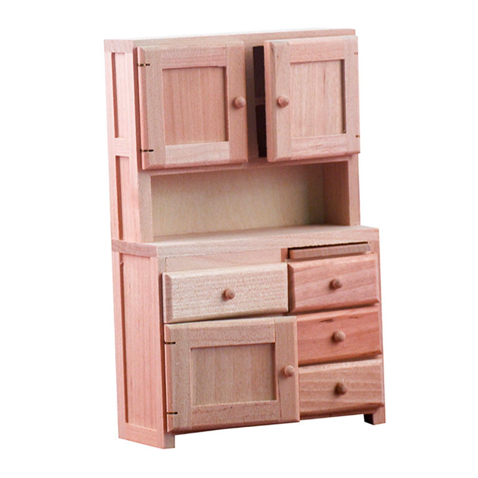 Simulation Unpainted Wood Cupboard Home Kitchen Scenery 1:12 Scale ...